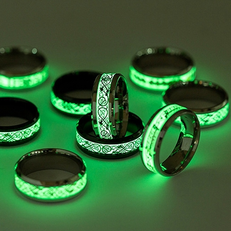 Anillo De Dragón Luminoso De Moda Amor Corazón Retro Acero Inoxidable ...
