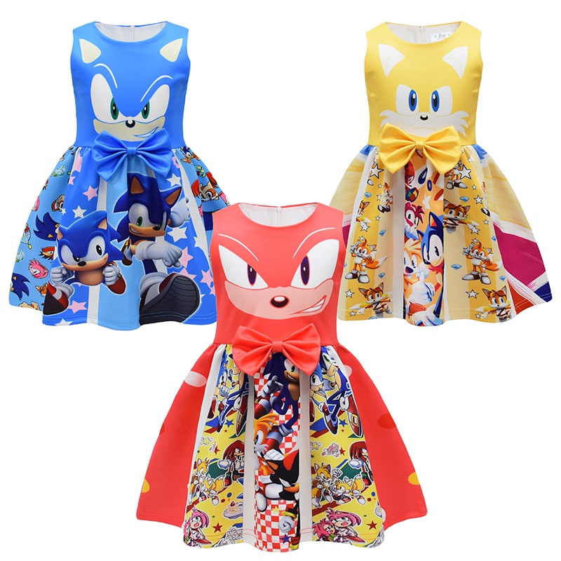 Venta Al Por Mayor 3-8 Años Bebé Niñas Sin Mangas Sonic El Erizo ...