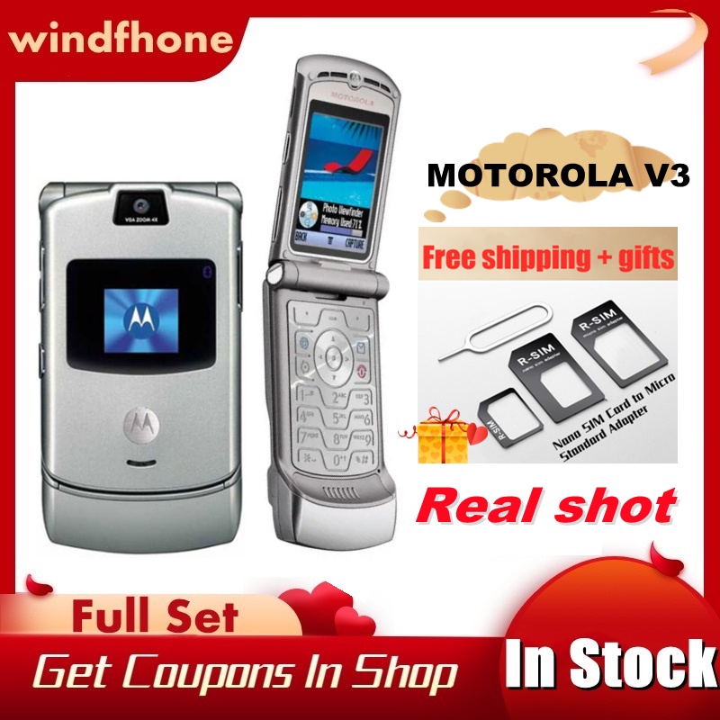 Motorola V3 V3ie Buena Calidad Flip phone GSM Quad Band Teléfono Móvil ...