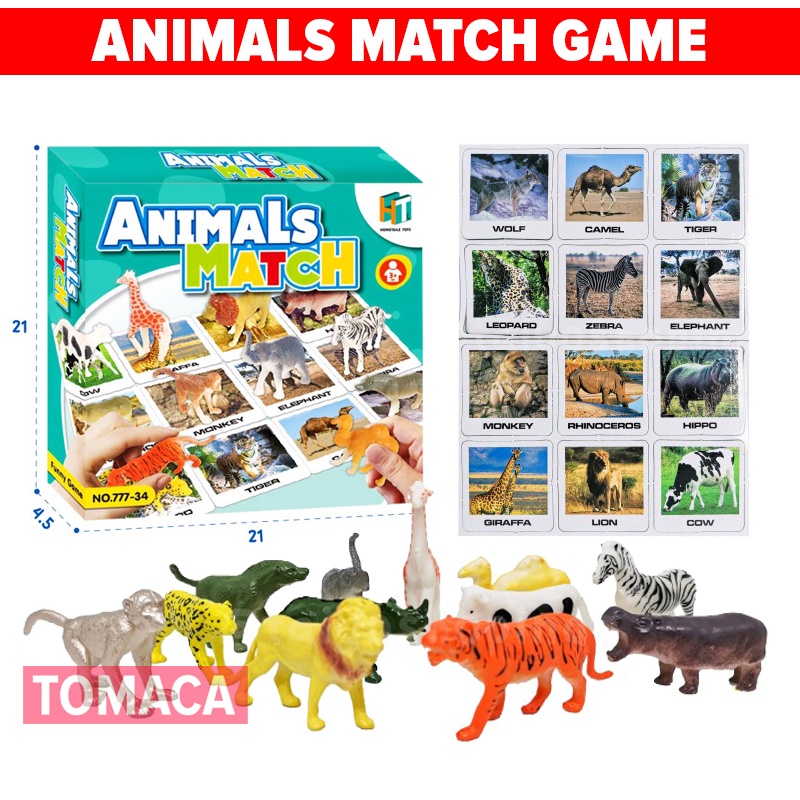 Juego educativo niños animales Match mesa tarjeta juego tarjetas ...