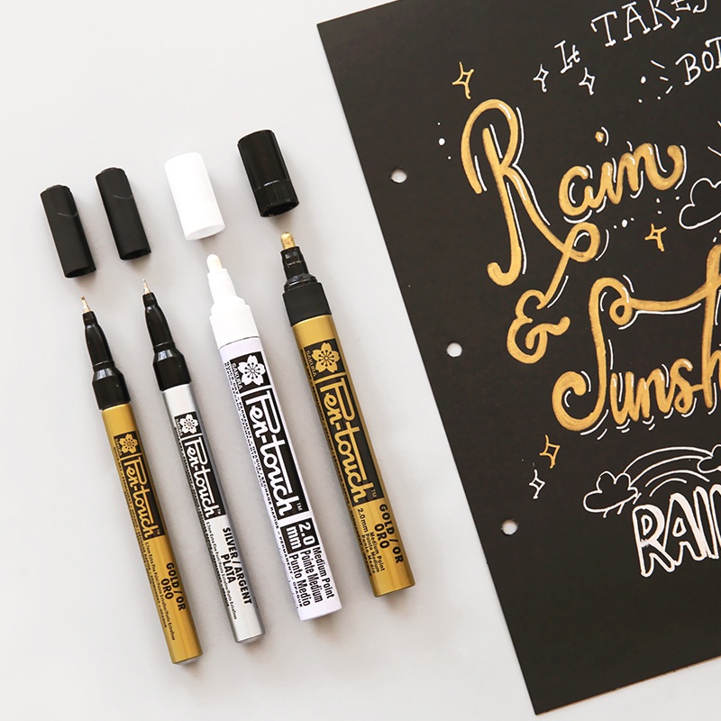 PenLab 1pcs Sakura Marker Pen Oro Plata Color Blanco Toque Audaz Punta ...