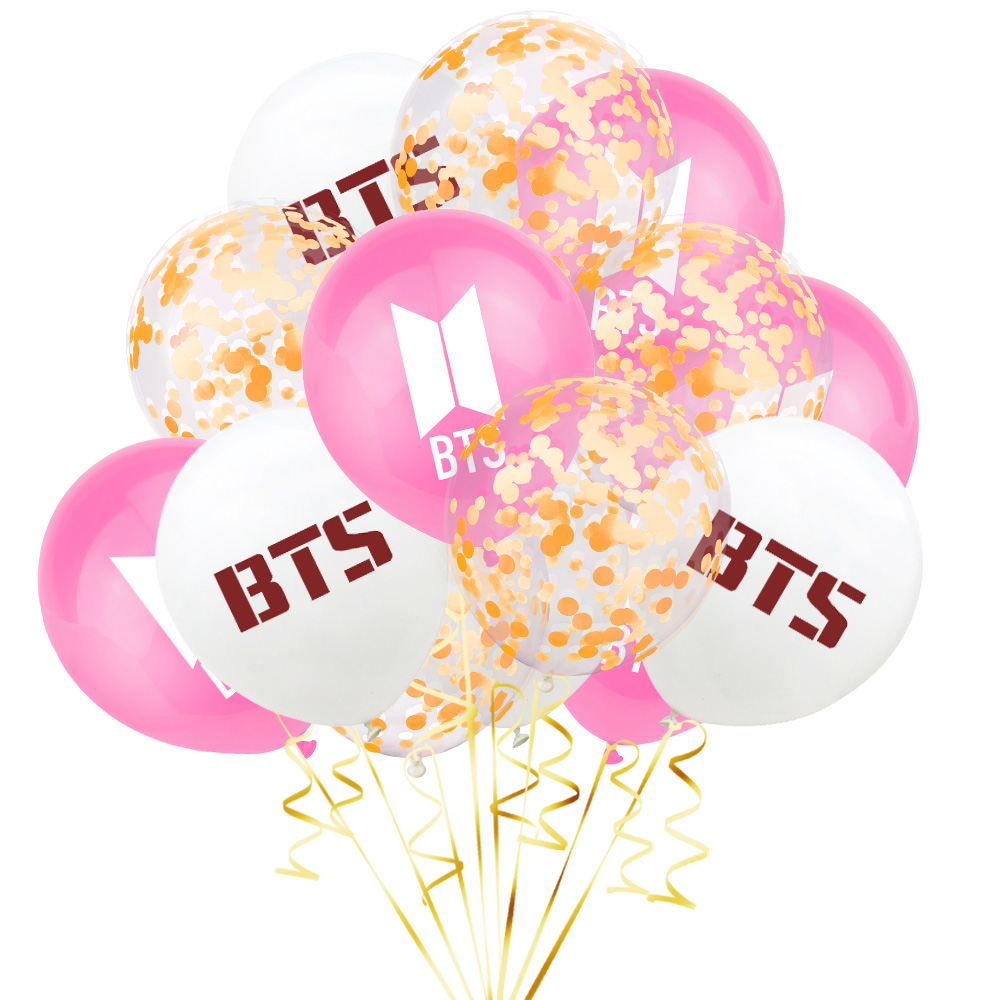 15 Pzs Globos De Látex BTS Confeti Combinación De Cumpleaños Boda ...