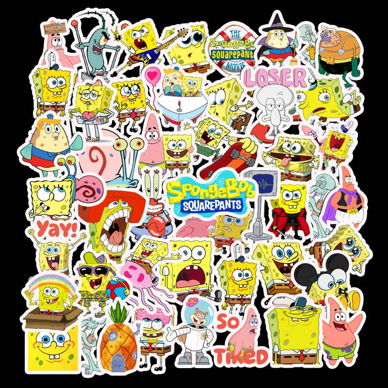 10 Pegatinas De Dibujos Animados Bob Esponja Impermeable Equipaje