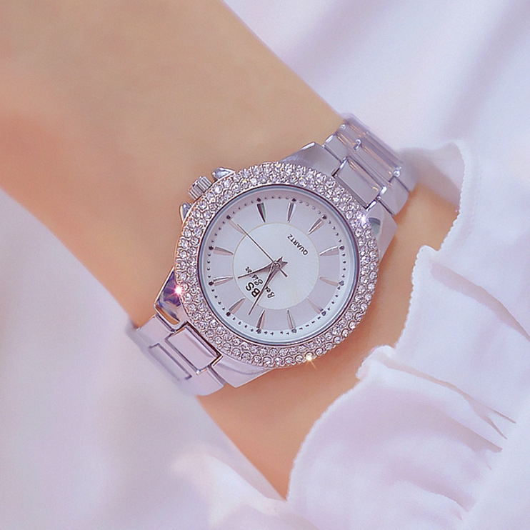 [BS BEE SISTER] Mujeres Reloj De Lujo De Las Brillante Rhinestone Acero ...