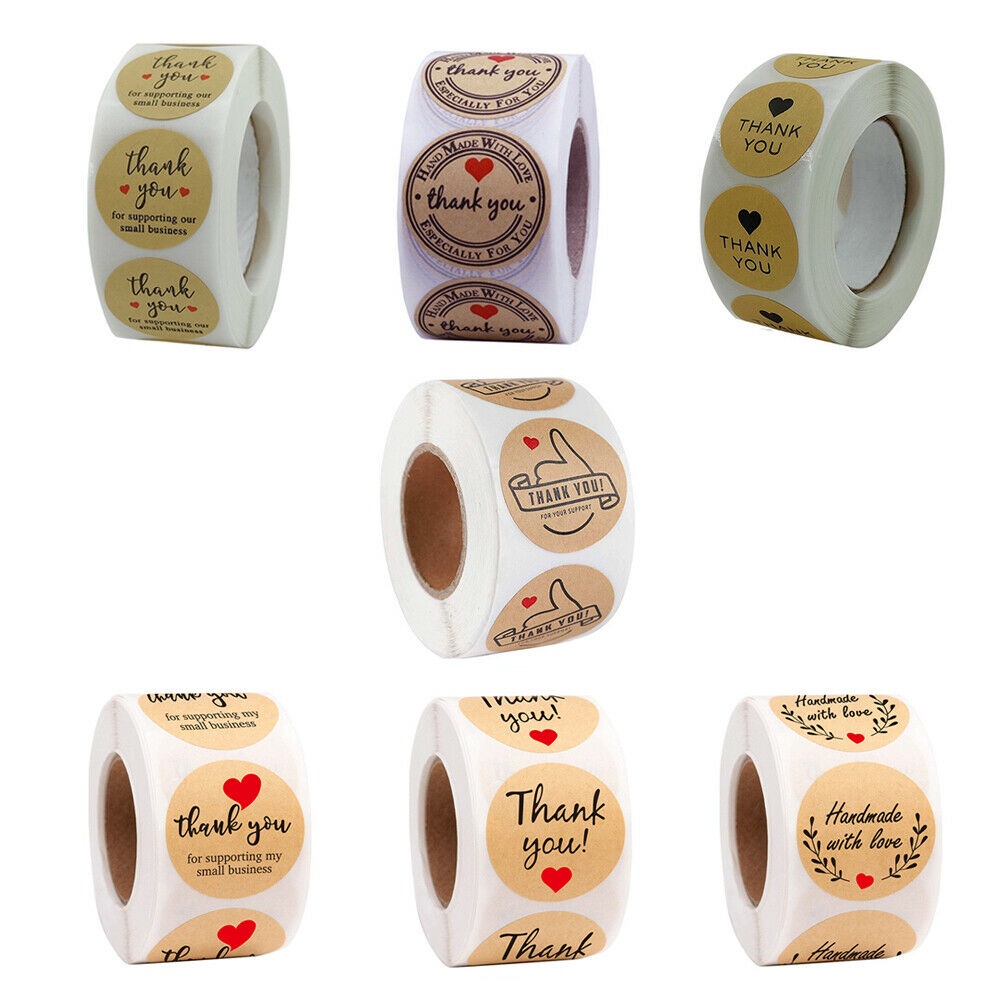 Stickers De Agradecimiento Papel Kraft Redondo 1 Pulgada Gracias ...
