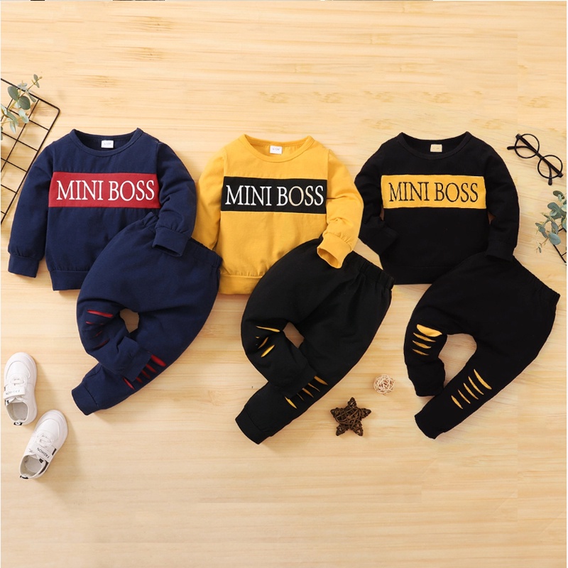 MINI BOSS Bebé Niños Lindo Conjunto De Ropa Jefe De Manga Larga Camisa ...