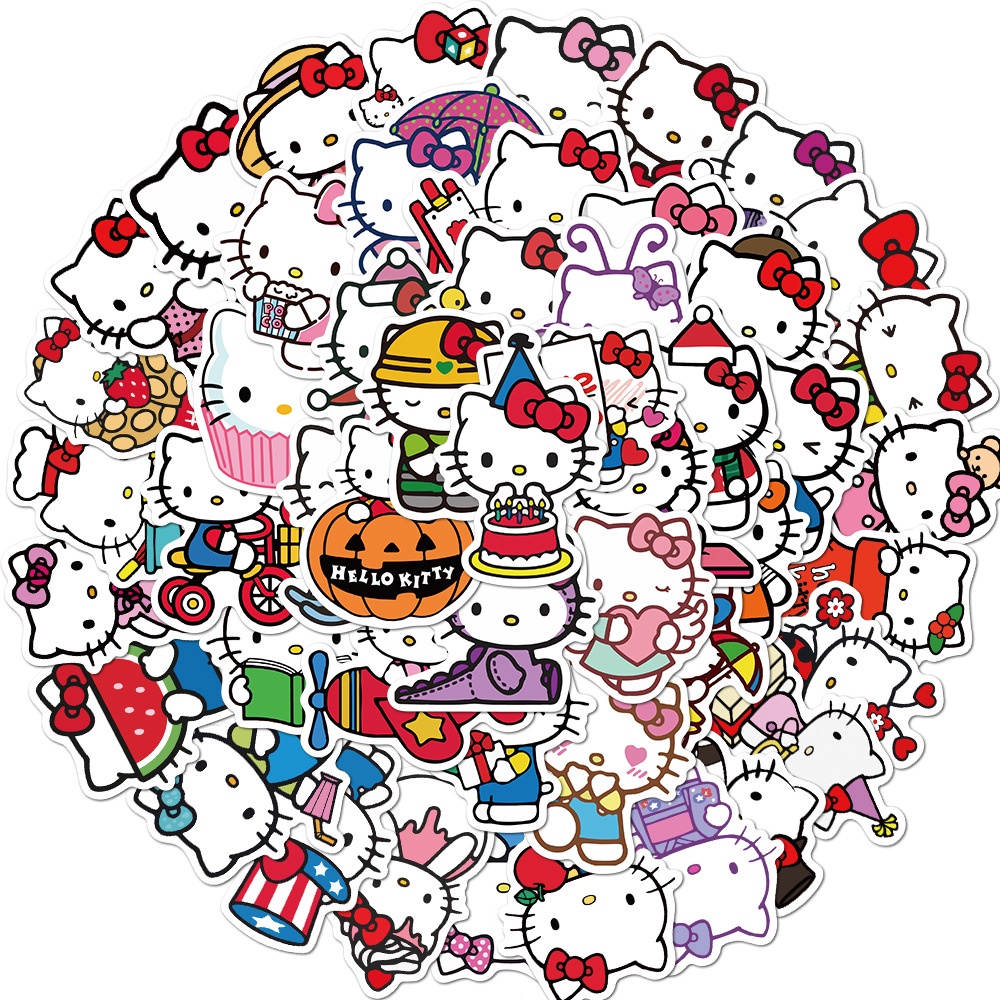 50 hello kitty cute cat graffiti stickers suitcase laptop skateboard ...