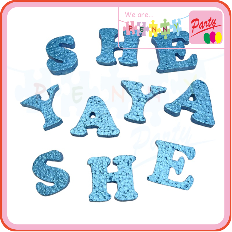 Corcho Azul Metálico Letras Y Números 5cm Altura Decoración De La Torta ...