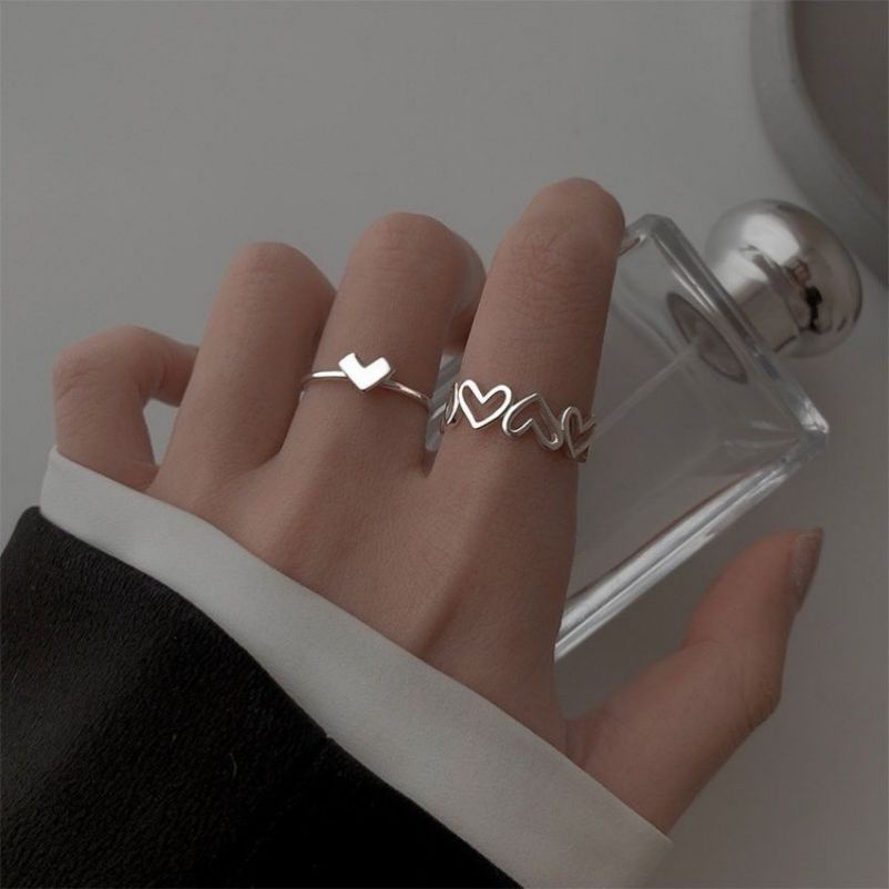MYM 2022 Moda Corazón Anillos Conjunto De Amor Para Parejas Amantes ...