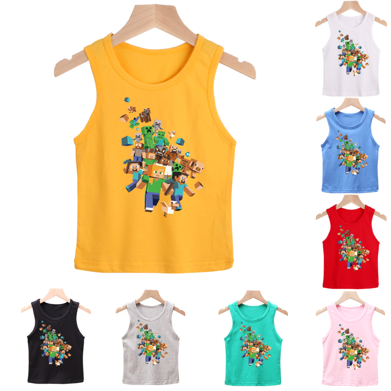 Polera Sin Mangas De Algodón Con Patrón De Dibujos Animados De Minecraft Para Niños , Talla 90 ...