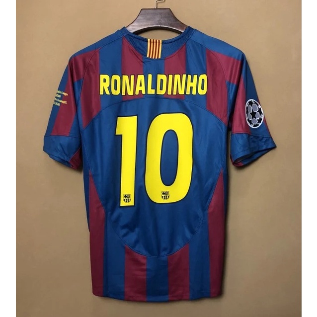 Camiseta De Fútbol Barcelona Retro De Manga Larga RONALDINHO 2005 2006 Con Parche UCL | Shopee Chile