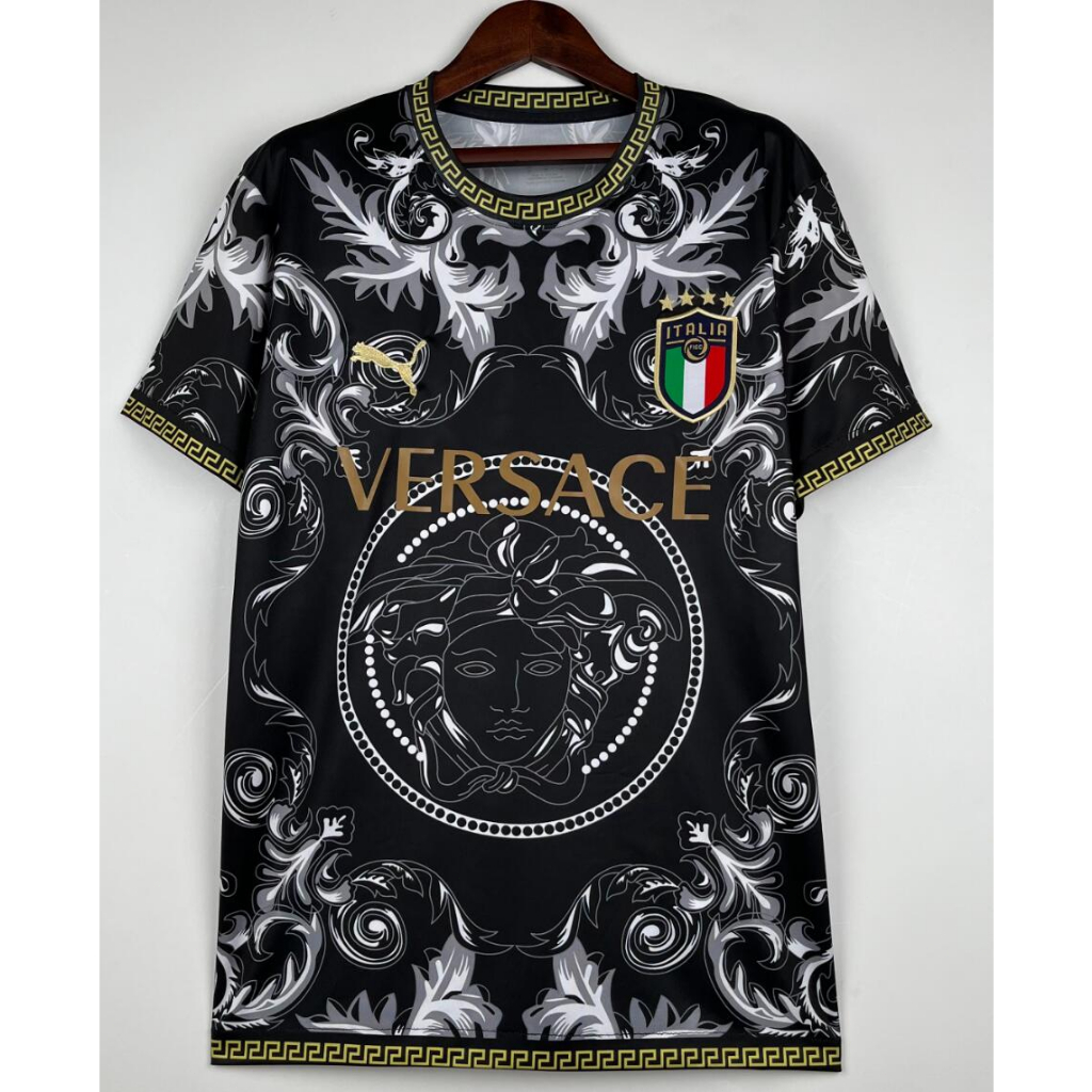 23 24 Italia Versace Camiseta De Fútbol Negra Edición Especial Para