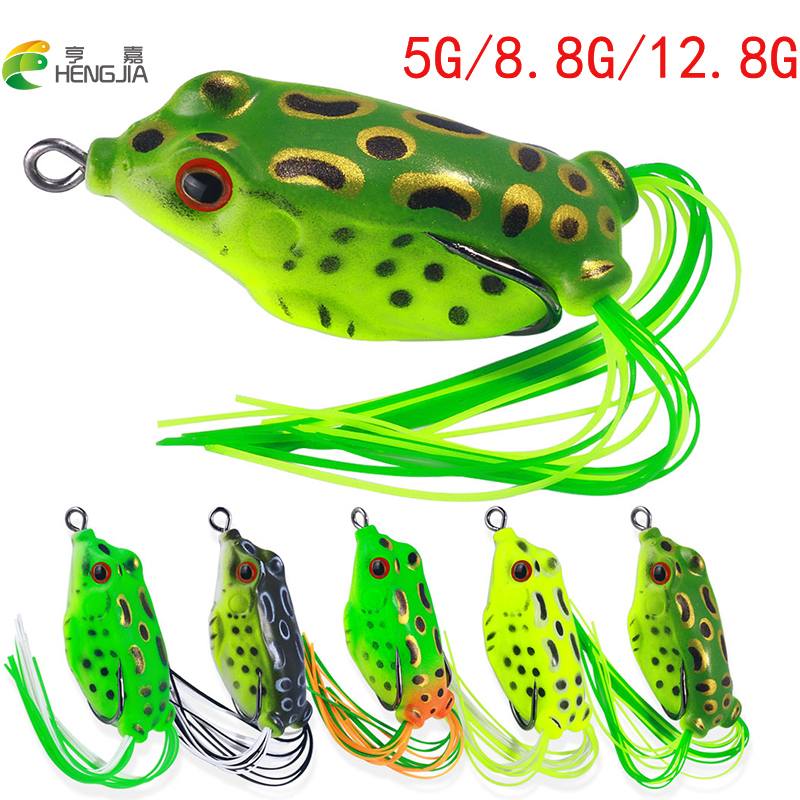 HENGJIA 1 Pcs 5G 8.8G 12.8G Rana Señuelo Tubo Suave De Pesca De Plástico Con Anzuelos Topwater ...