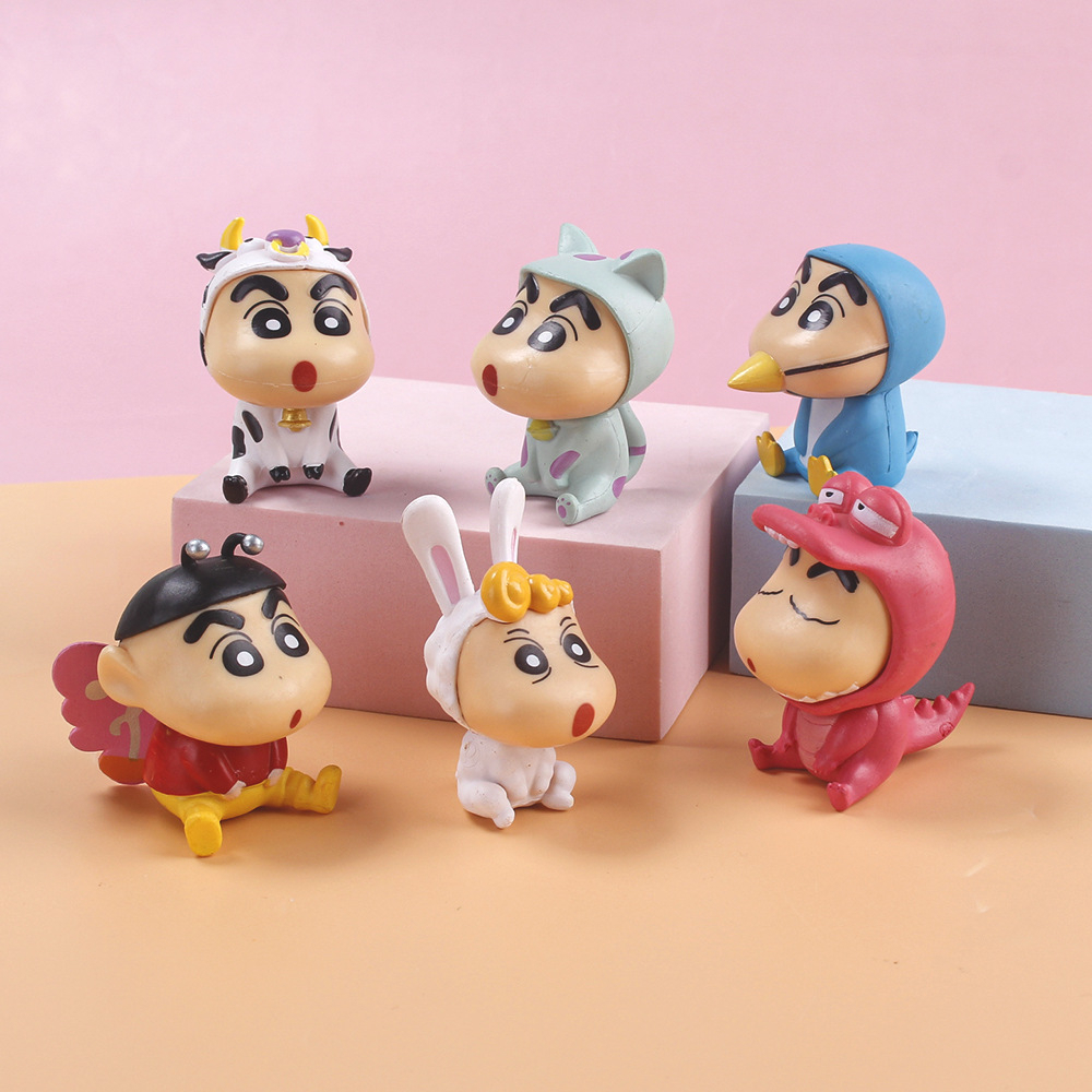 6 Unids Set Anime Crayon Shin-chan Figura Nohara Himawari Conejo Vaca ...