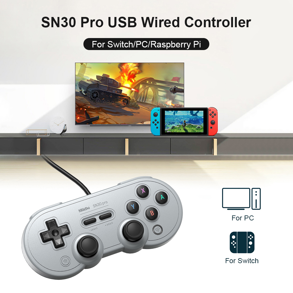 Controlador Transparente De Vibración Con Cable Gamepad 8Bitdo SN30 Pro USB De Juego Para ...