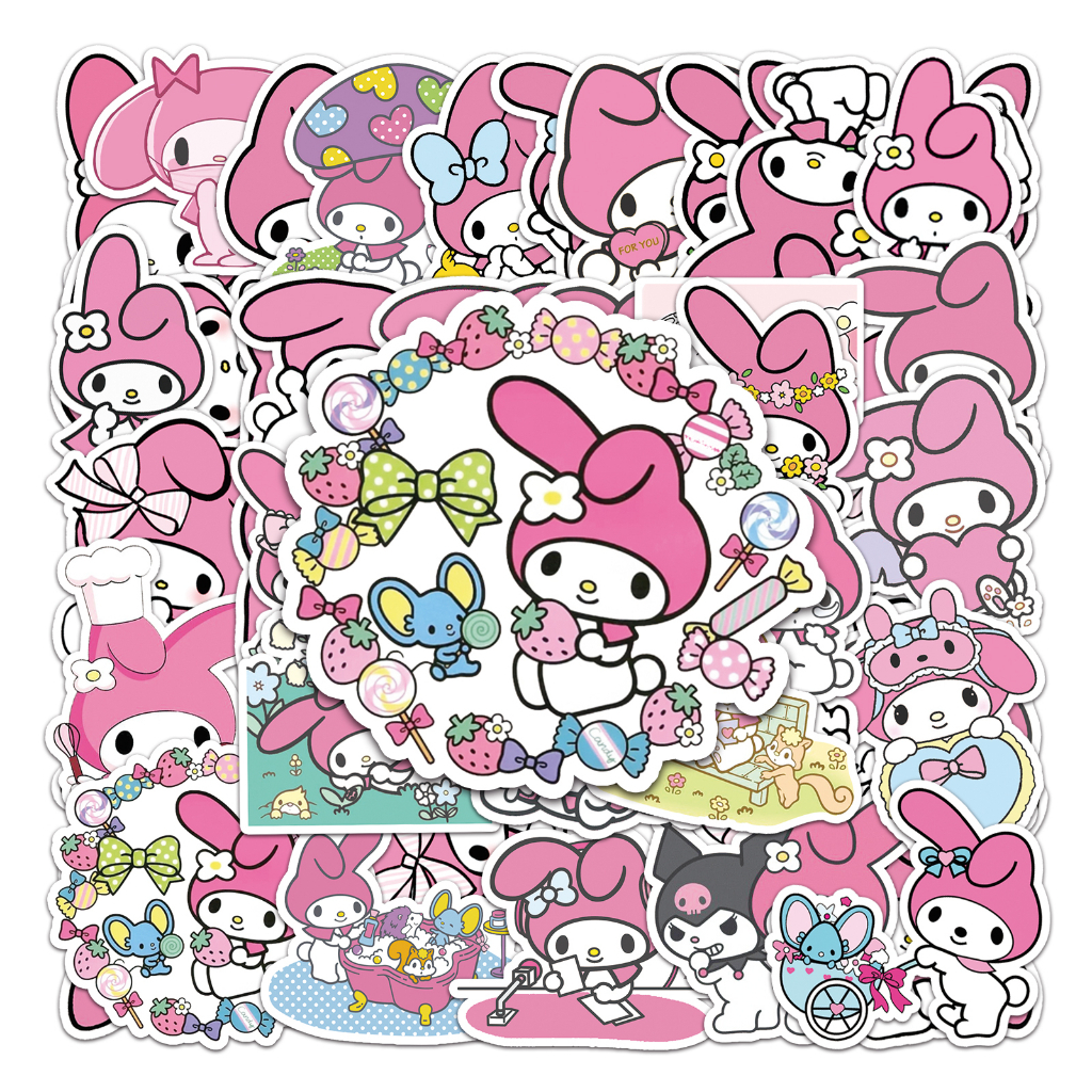 50PCS Nuevo Sanrio Stickers Hello Kitty Kuromi Mi Melodía Lindo Para ...