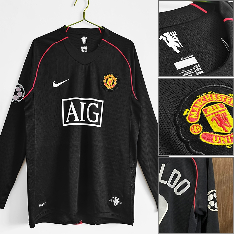 07 08 Manchester United Camiseta De Fútbol De Manga Larga No Camiseta
