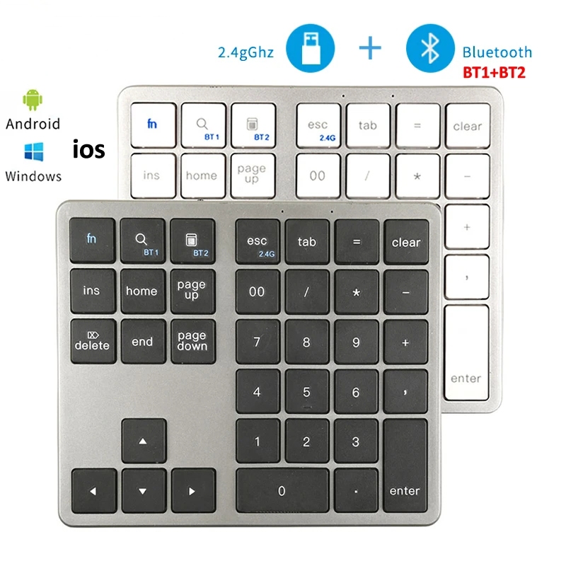 Teclado Numérico Bluetooth 2.4G Inalámbrico Ultrafino Recargable Por ...