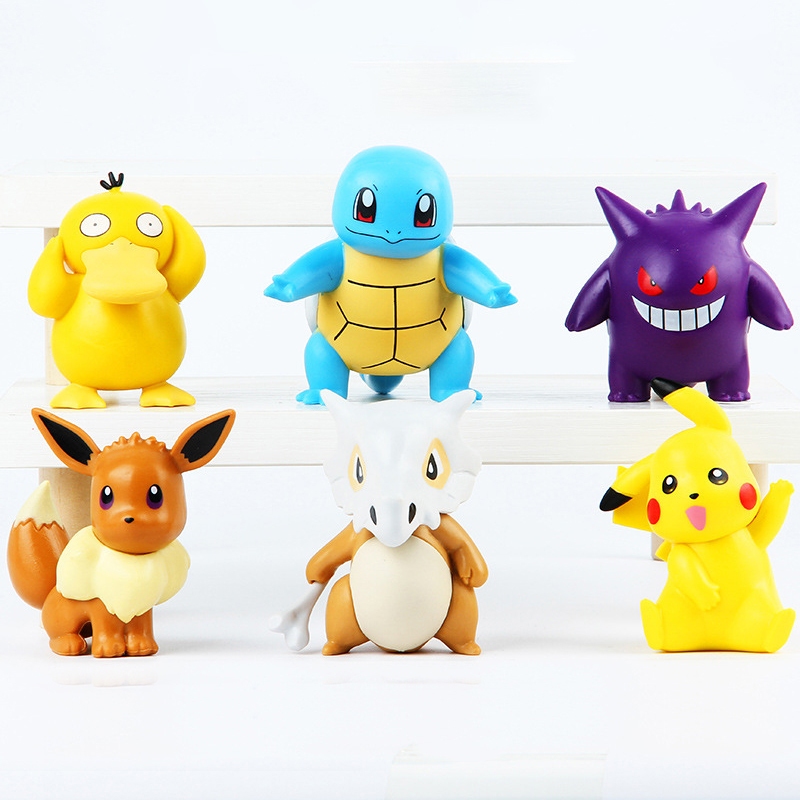 6Pcs/Set 6-8cm Anime Pokemon Figura Pikachu Gengar Eevee Squirtle ...