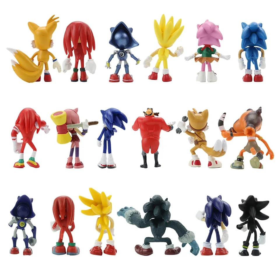 6pcs Sonic Tails Werehog Figuras De Acción Azul Sombra Muñeca Dibujos ...