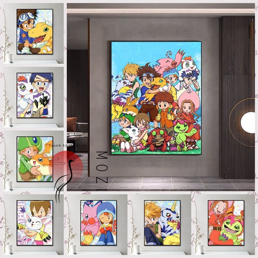 30 * 40cm / 40 * 50cm Digimon Diy Pintura Digital Al Óleo Pintura De ...
