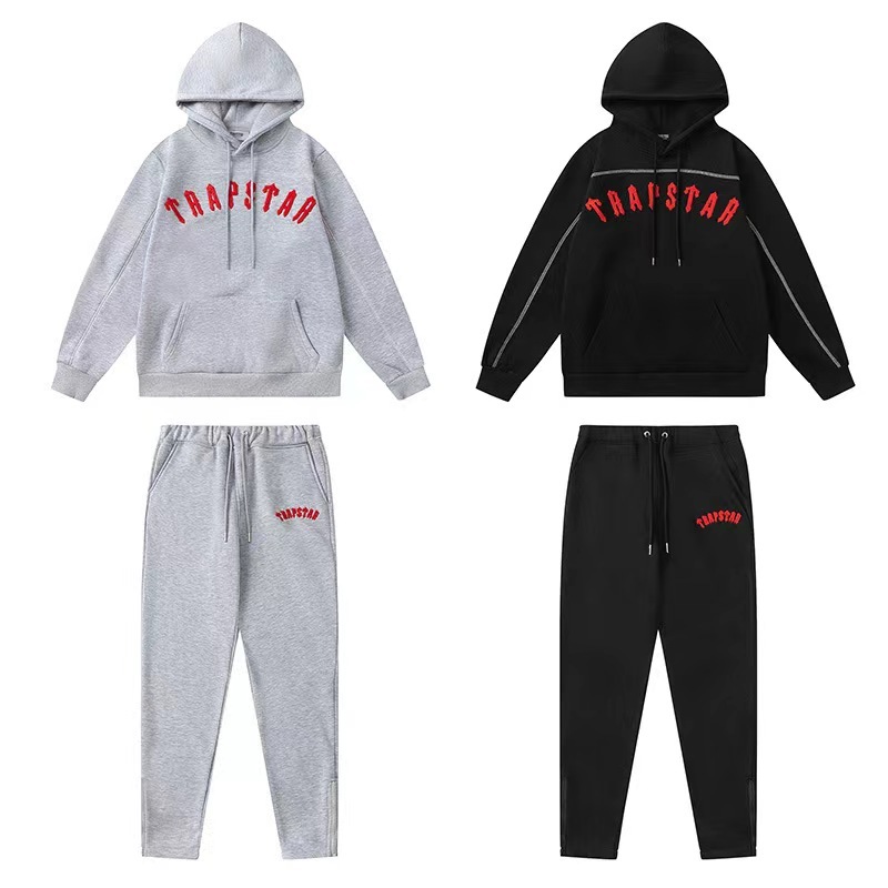 Winter Fashion Trapstar suit Red Letter Embroidered Thickened Hooded ...
