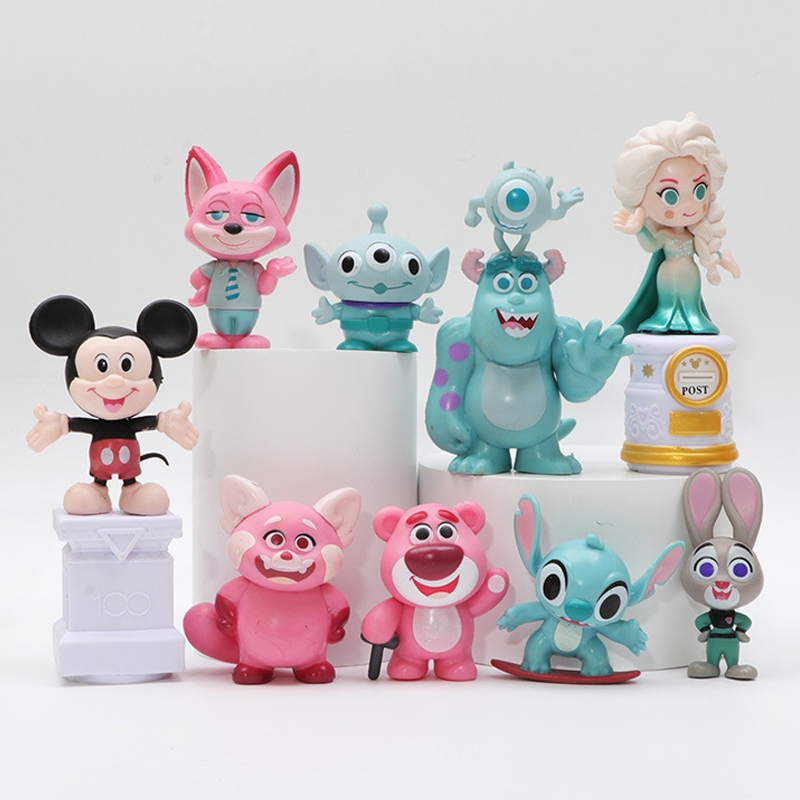 9 Unids Set Anime Estrella Stitch Elsa Mickey Mouse Alien Lotso Judy ...