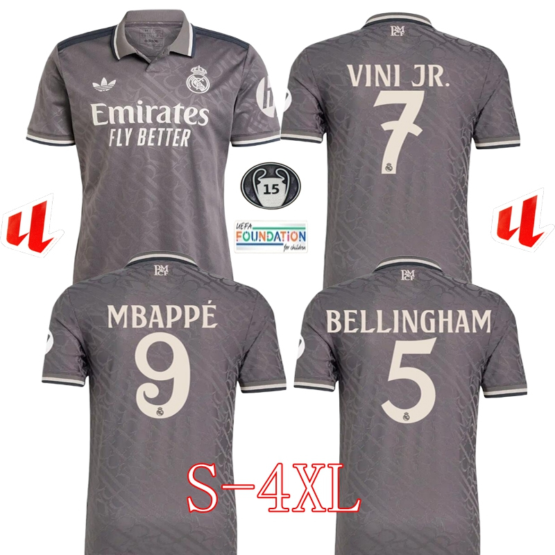 fans 》 Real Madrid 2024/25 Tercera Polera MBAPPE 9 VINI JR . 7 BELLINGHAM 5 Nombre Y Número ...
