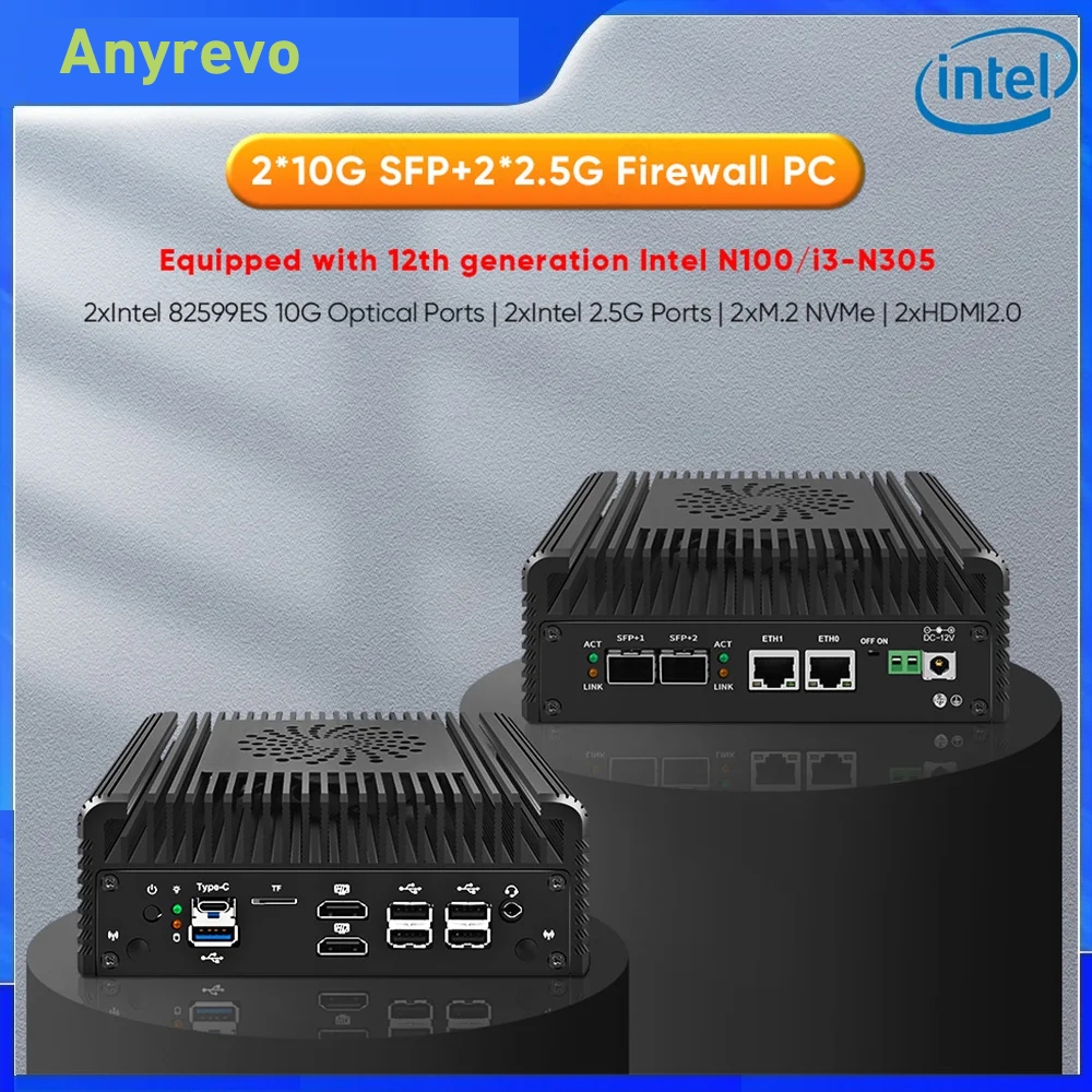 12a Generación 2x10G SFP + Intel Core i3 N305 N100 2x i226-V 2.5G DDR5 ...