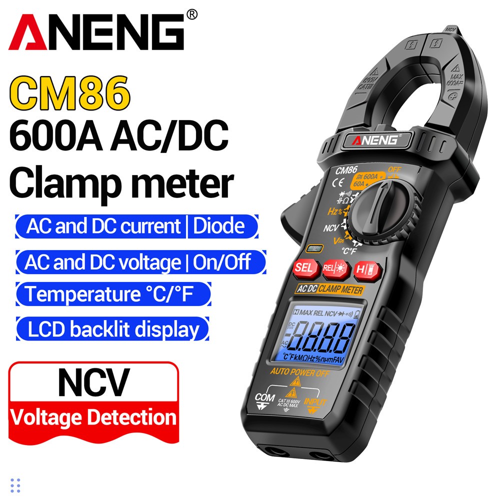 ANENG CM86 Pinza Amperimétrica 600A AC/DC Corriente Diodo Multímetro Digital NCV Detección De ...