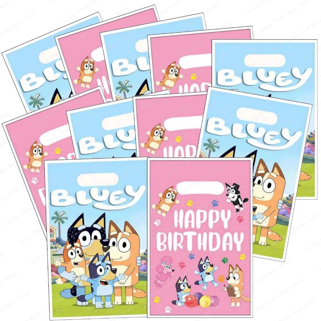 10/20/30Pcs Bluey Fiesta Bolsas De Plástico De Regalo De Dibujos ...