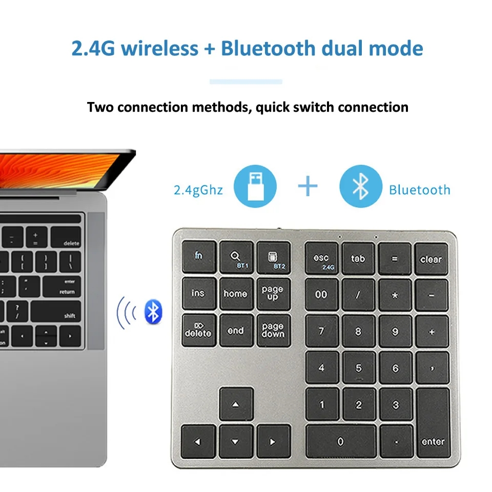 Teclado Numérico Bluetooth 2.4G Inalámbrico Ultrafino Recargable Por ...