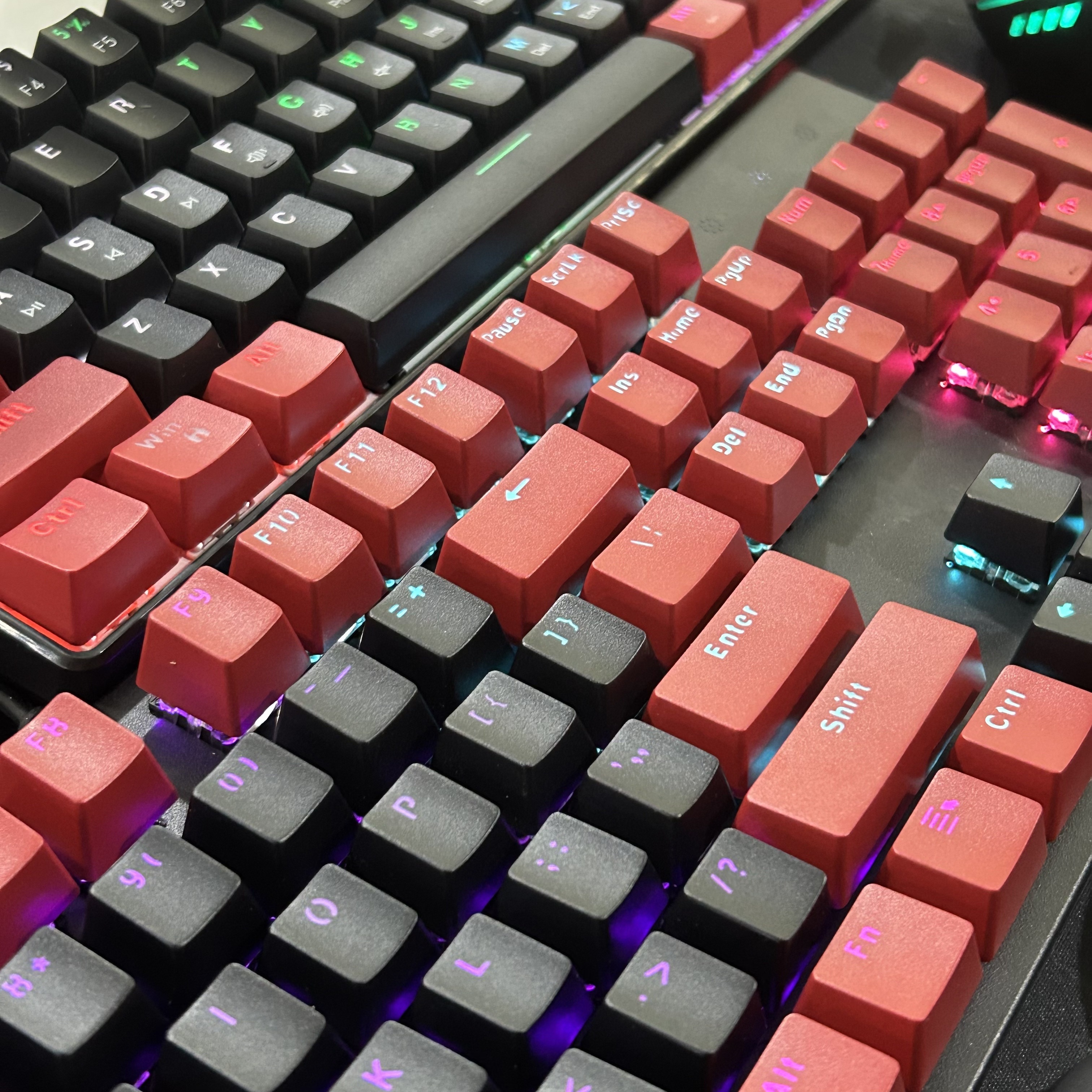 Negro Rojo PBT Material 104 Keycaps , Abs Oem Universal Retroiluminado ...