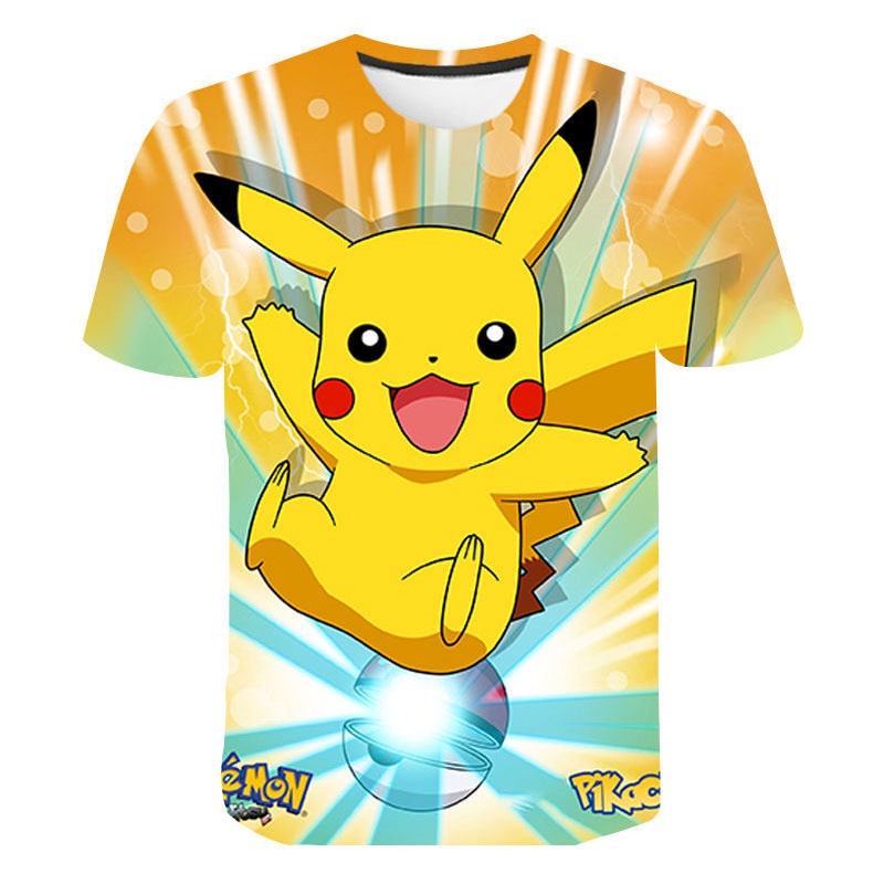 Nuevos Niños Divertido pikachu Camiseta Niñas Impresión anime pokemon ...