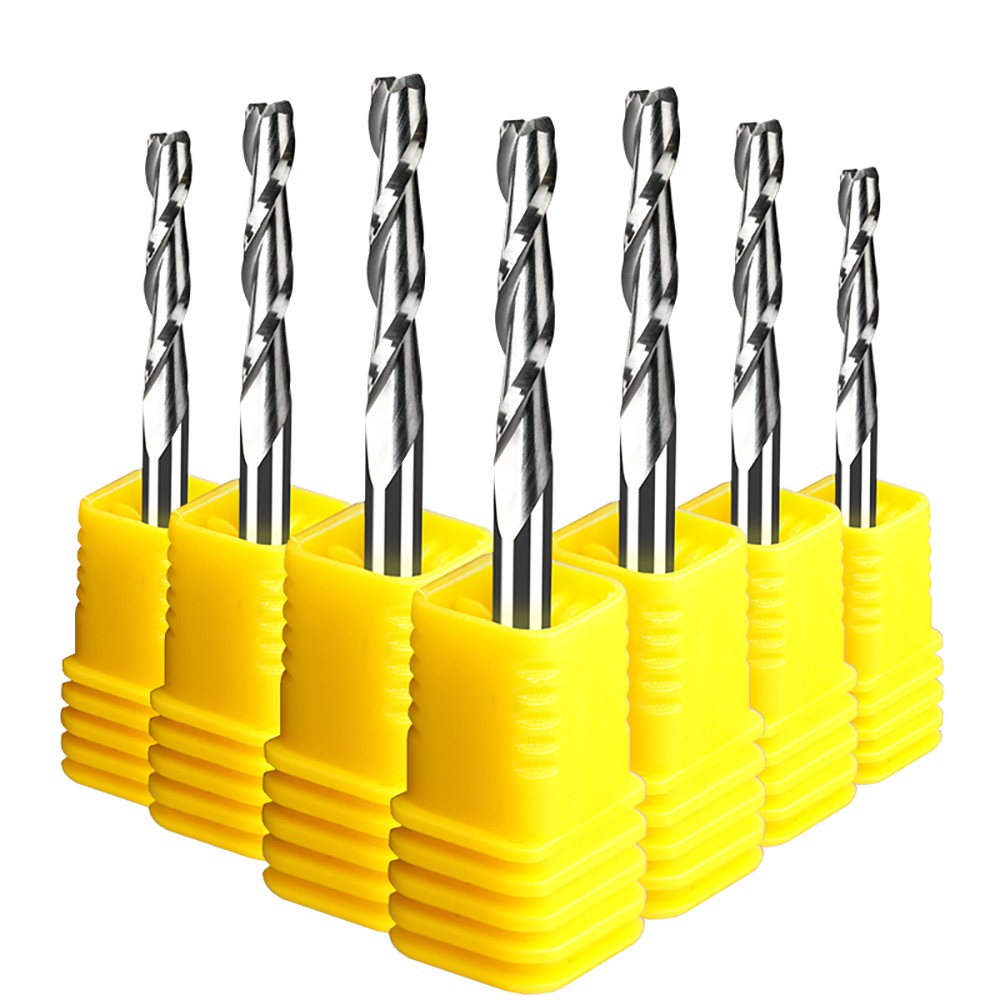 1pcs 3.175 1/8 Vástago 2 Flauta Espiral Fresa CNC Punta Plana Grabado Router Bit Carburo ...