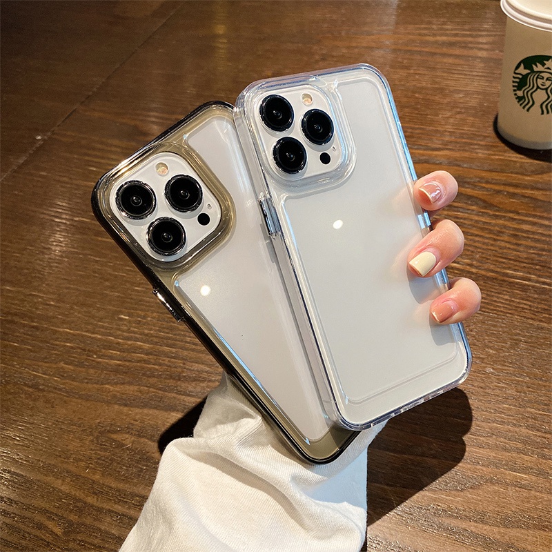 Funda De TPU Suave Con Botón De Chapado Para iPhone 15 14 13 12 11 Pro ...