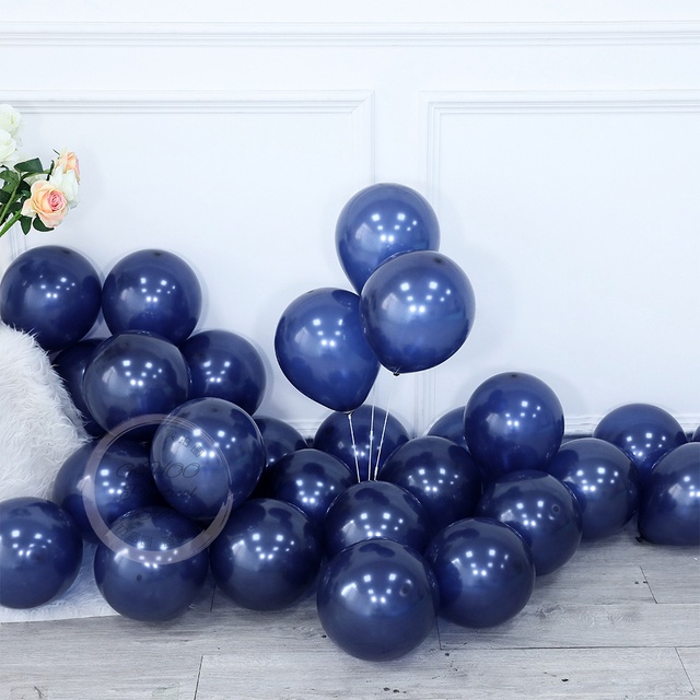 20 Pzs Globos Azules De 10 Pulgadas Azul Metálico Redondo Globo Para ...