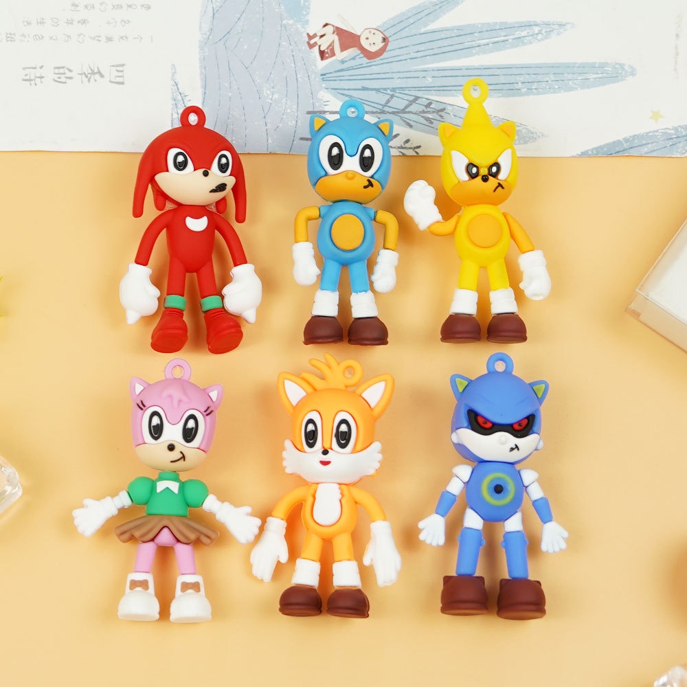 6 Unids/set Sonic the Hedgehog Juguetes Amy Tails Mephiles Knuckles PVC ...