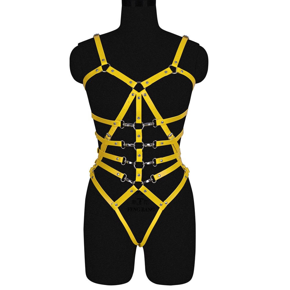 Arnés Para Las Mujeres Liguero Cinturones Medias Ropa Interior Erótica Sexy Lencería Amarillo