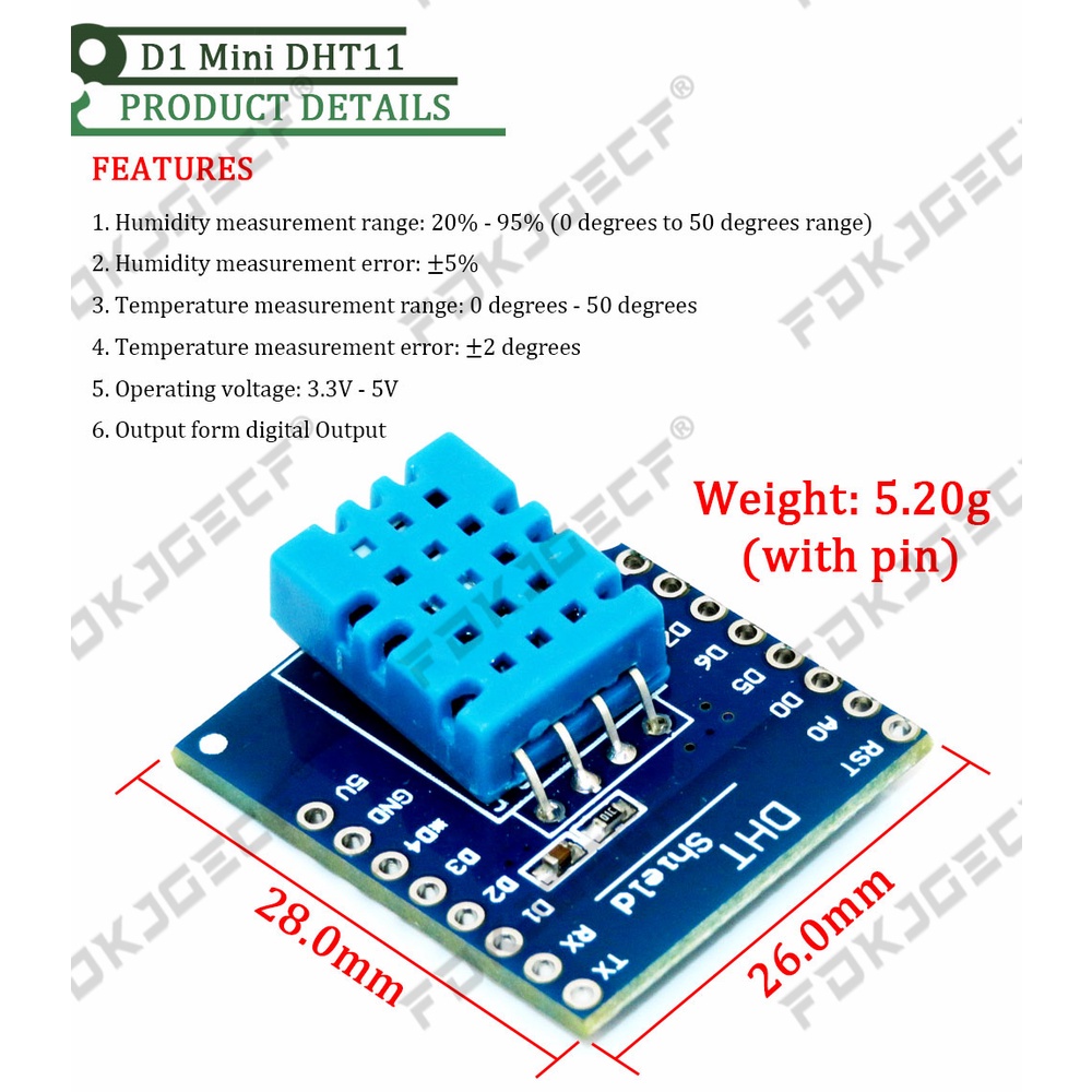 DHT22 Pro Shield Para WEMOS D1 Mini DHT22 Módulo De sensor digital De ...
