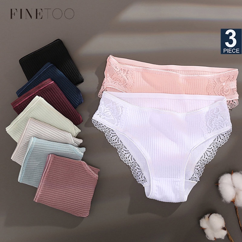 FINETOO 3 Unids/Set Calzoncillos De Encaje Floral Ropa Interior De ...