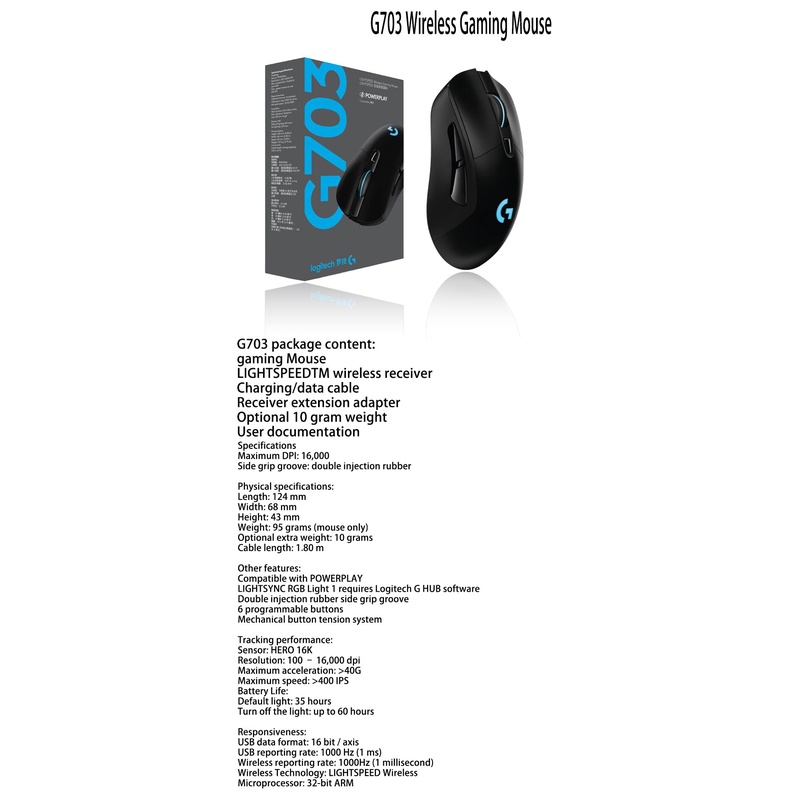 Logitech G707 G703 G306 Ratón Inalámbrico Para Juegos G407 G402 G302 ...