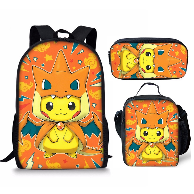 Pokemon Estudiante Pikachu Bolsa Escolar De Dibujos Animados Anime Tres ...