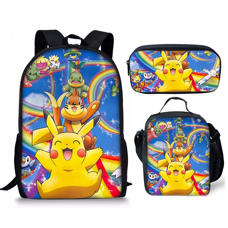Pokemon Estudiante Pikachu Bolsa Escolar De Dibujos Animados Anime Tres ...