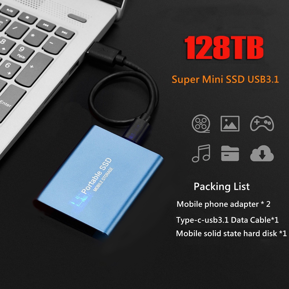 Disco Duro Externo Original 1TB 2tb 8tb 16tb 30tb 60tb 128tb Mini SSD Portátil USB 3.1 Tipo-C De ...