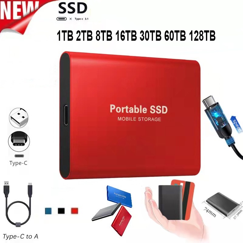 Disco Duro Externo Original 1TB 2tb 8tb 16tb 30tb 60tb 128tb Mini SSD Portátil USB 3.1 Tipo-C De ...