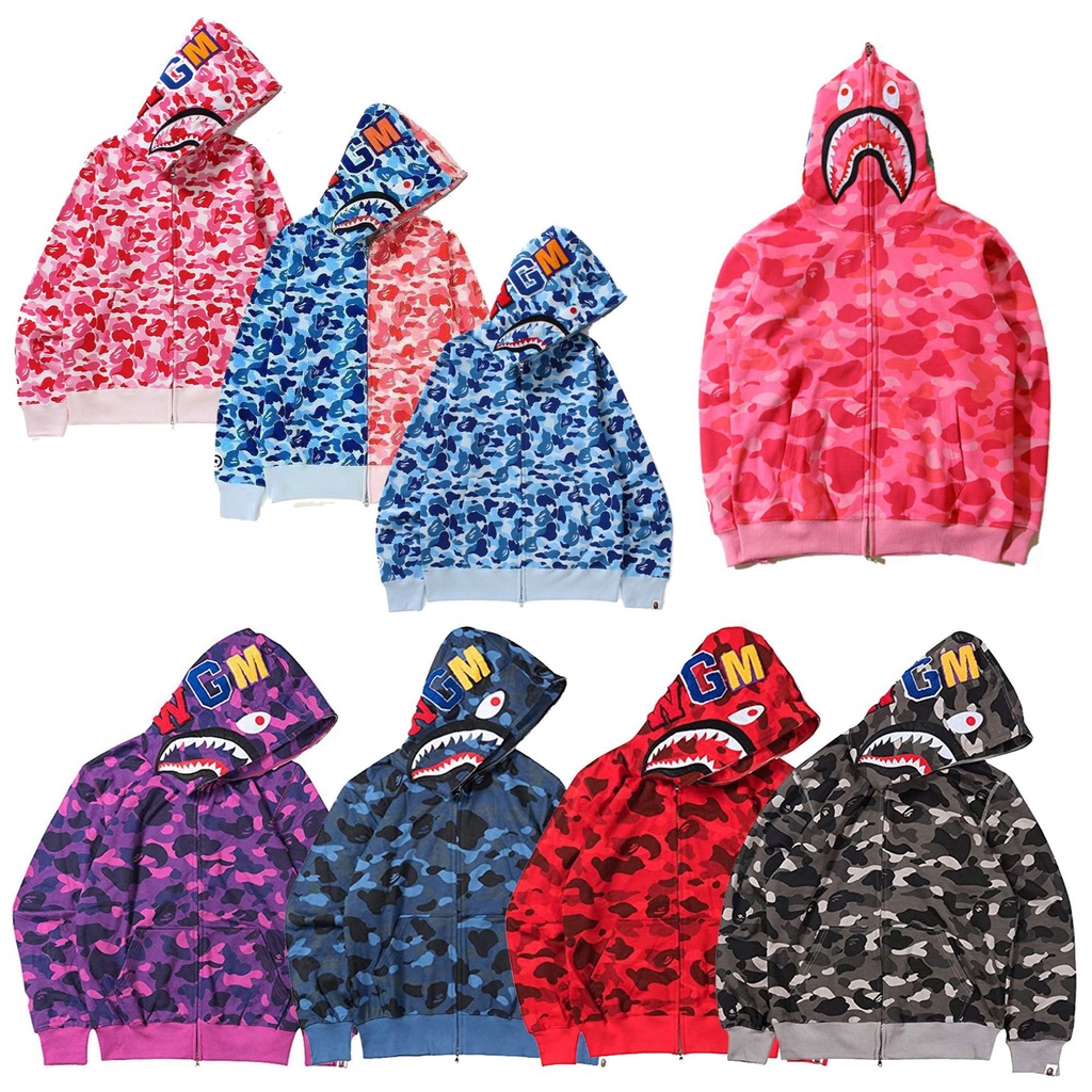 100 % Algodón Unisex Moda Para Fans De BAPE Shark Head Mujeres/Hombres ...