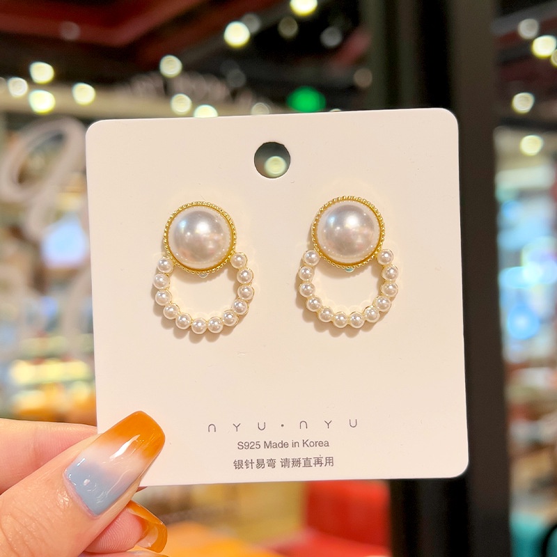 Nuevos Aros De Perlas Para Las Mujeres Set 925 Aguja De Plata Piercing Earring Mini Stud Hikaw ...