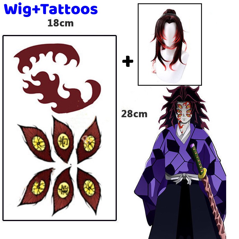 Anime Demon Slayer Kokushibo Cosplay Peluca Uniforme Stickers ...