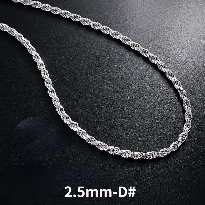 45-70cm S925 Collar De Plata Esterlina Hombres 2-4mm Cadena De Espesor Caja O Mujeres Colgante ...